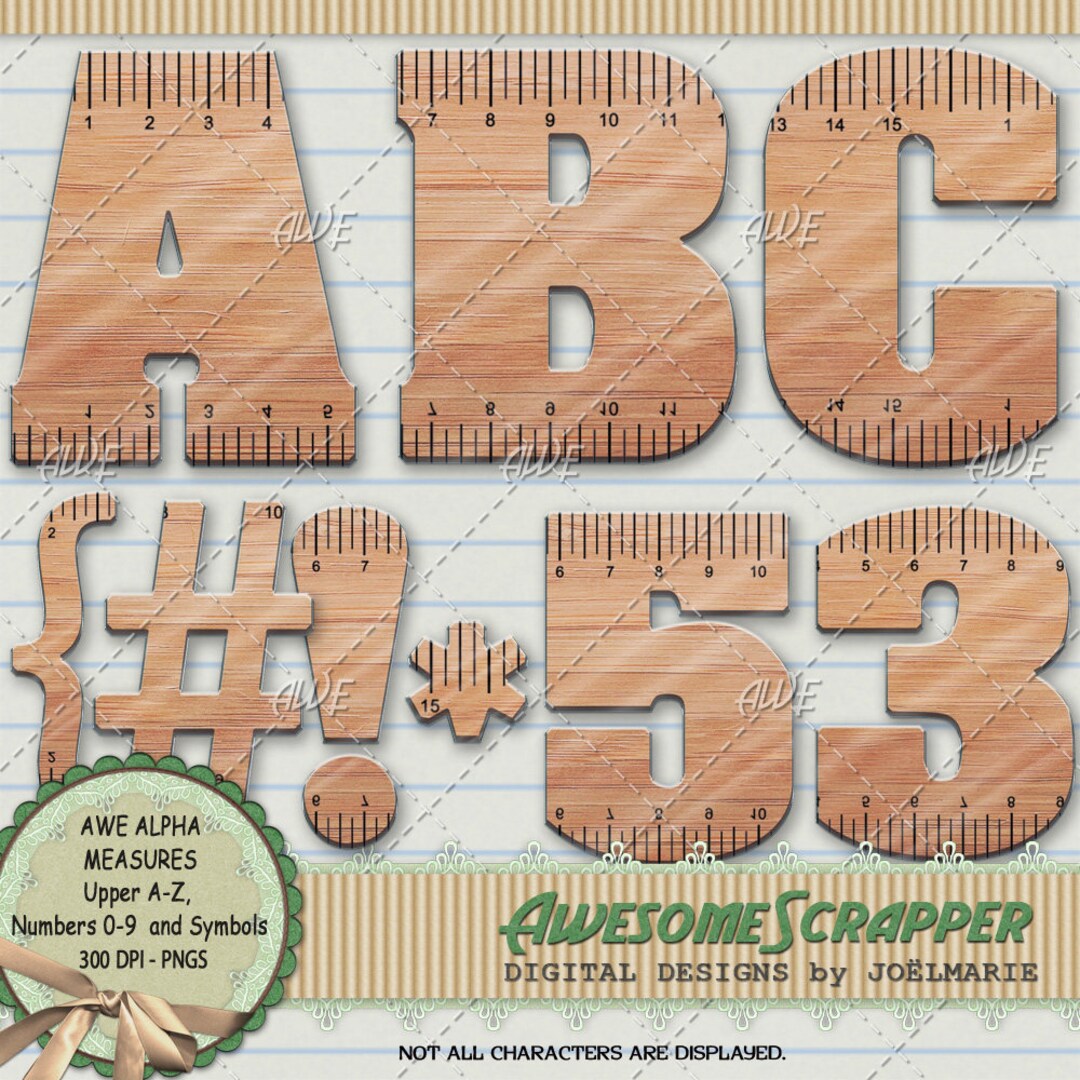 Measures Digital Alphabet by Awesomescrapper - Wooden Ruler, Upper Case ...