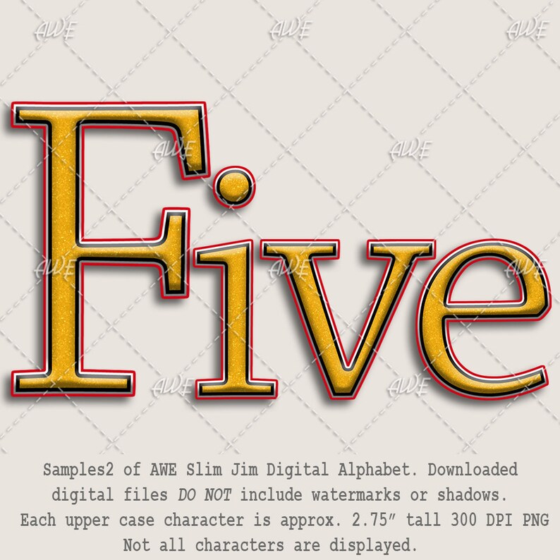 Slim Jim Digital Alphabet by Awesomescrapper, High Quality 300 DPI Pngs ...