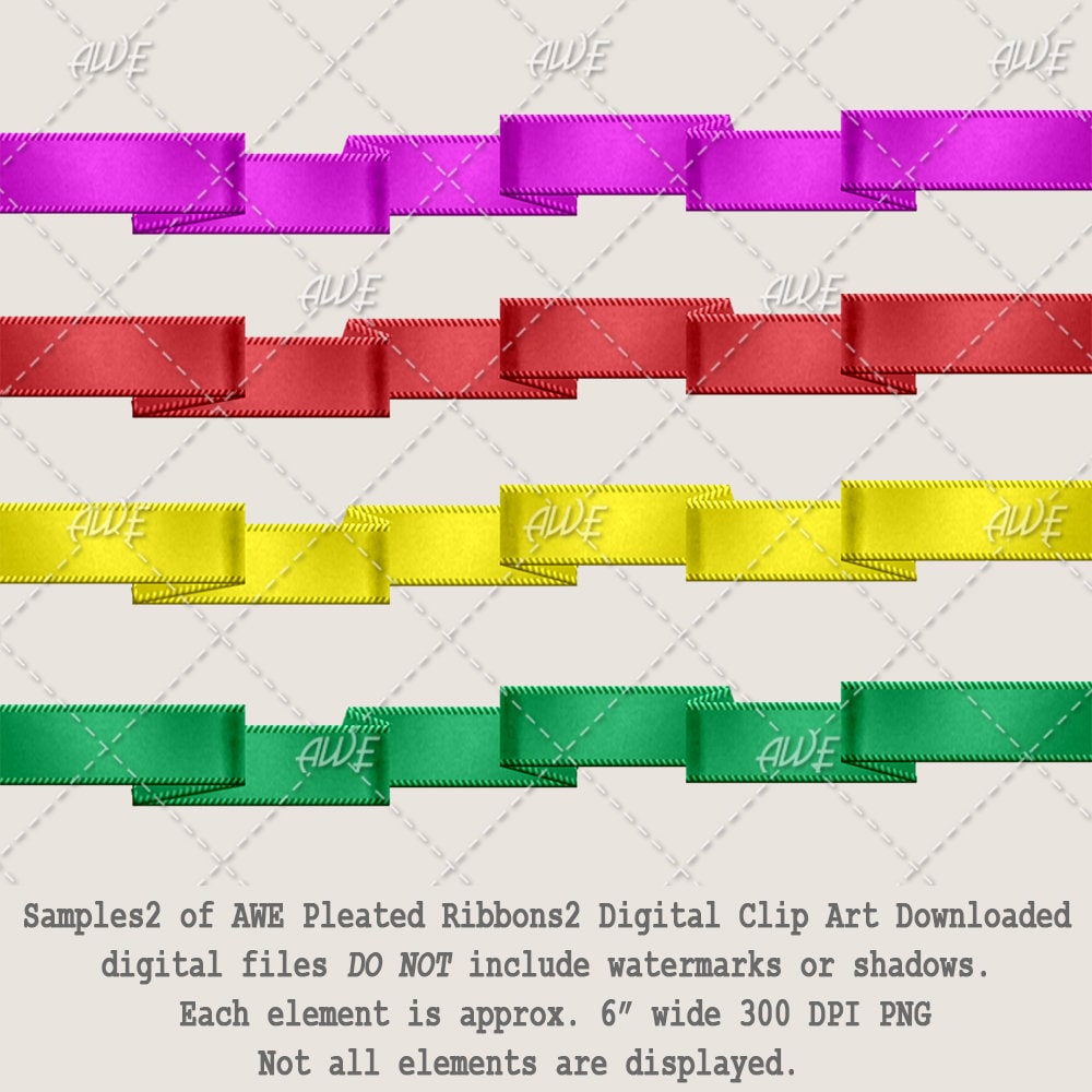 Pleated Ribbons 2 by Awesomescrapper High Quality 300 DPI | Etsy