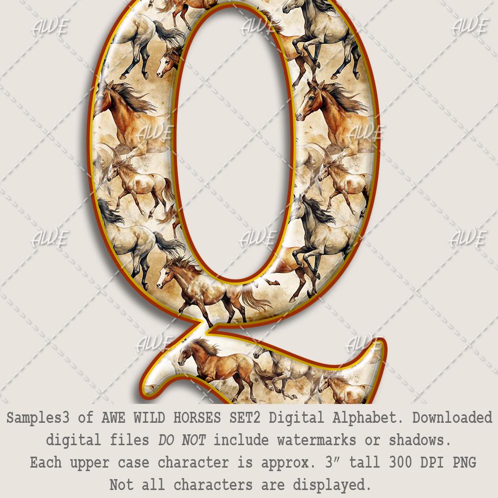 Wild Horses Set 2 Digital Alphabet by Awesomescrapper, High Quality 300 ...