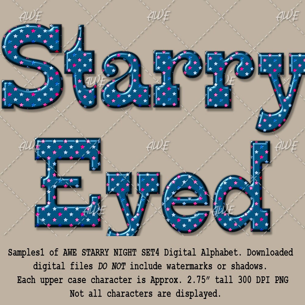 Starry Night Set 4 Digital Alphabet by Awesomescrapper - High Quality ...
