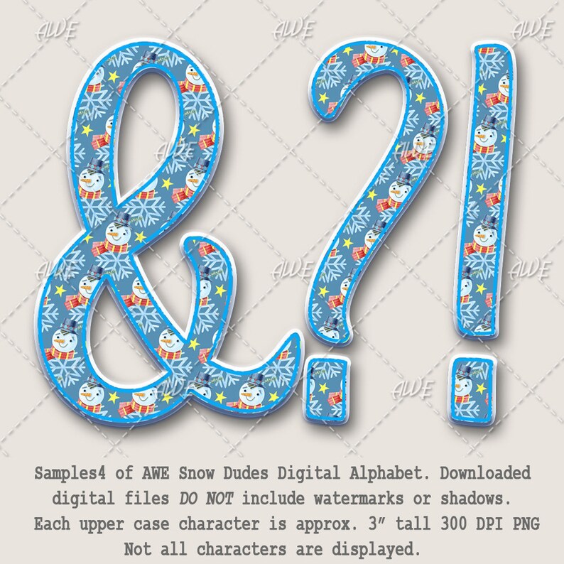 Snow Dudes Digital Alphabet by Awesomescrapper, High Quality 300 DPI ...