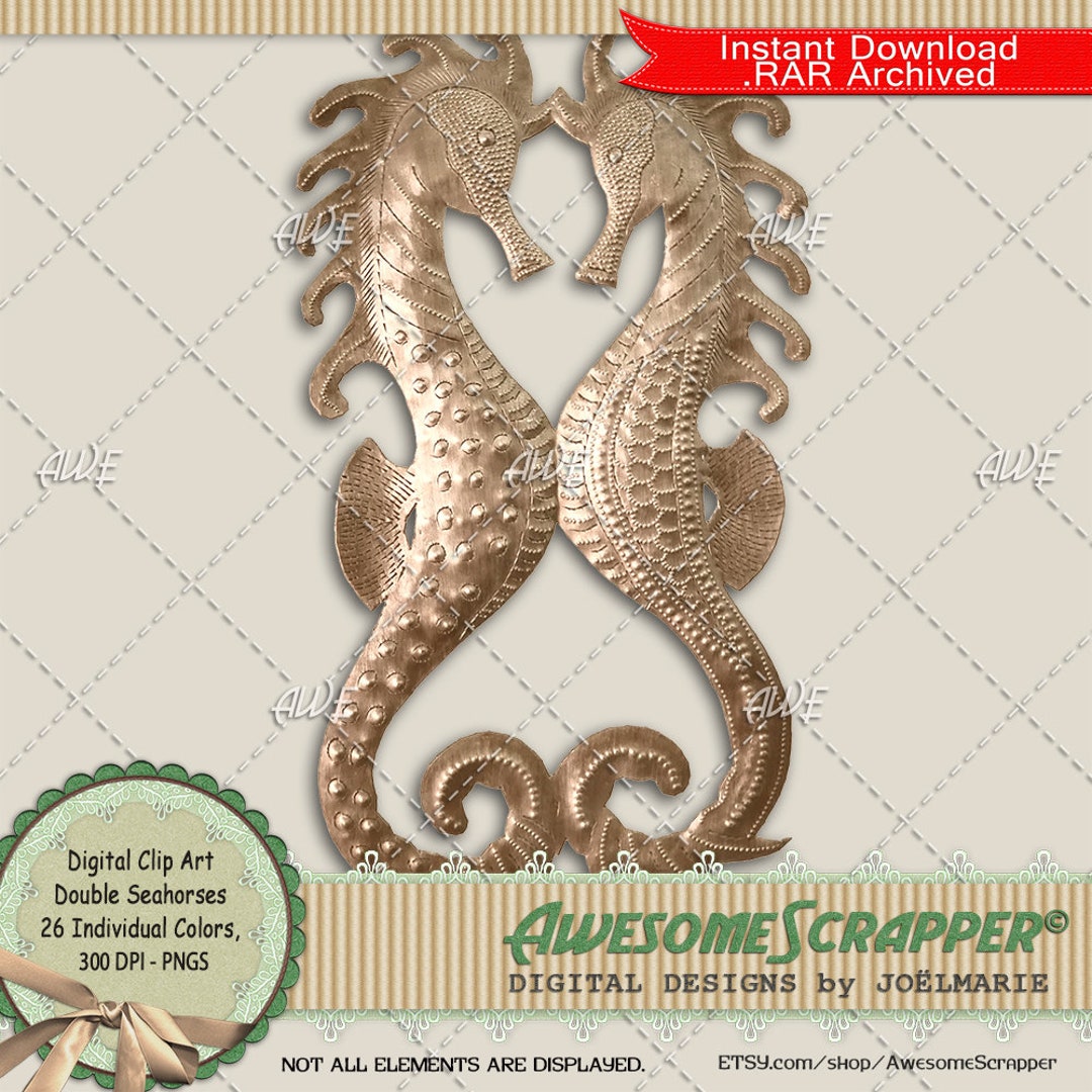 Double Seahorses Digital Clip Art by Awesomescrapper - High Quality ...