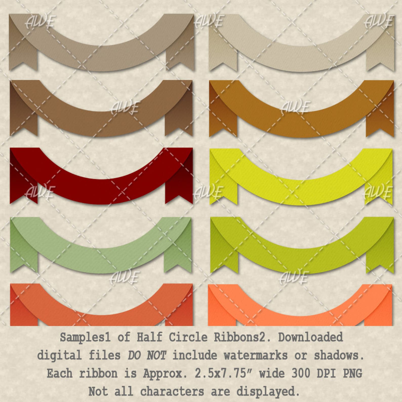 Half Circle Ribbon/Scrolls Set2 Fabric Digital Clipart por - Etsy España