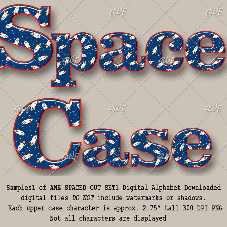 Spaced Out Set 1 Digital Alphabet by Awesomescrapper High | Etsy