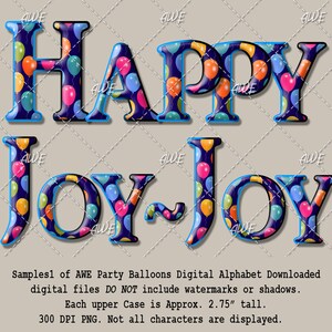 Party Balloons Digital Alphabet by Awesomescrapper - High Quality, 300 ...