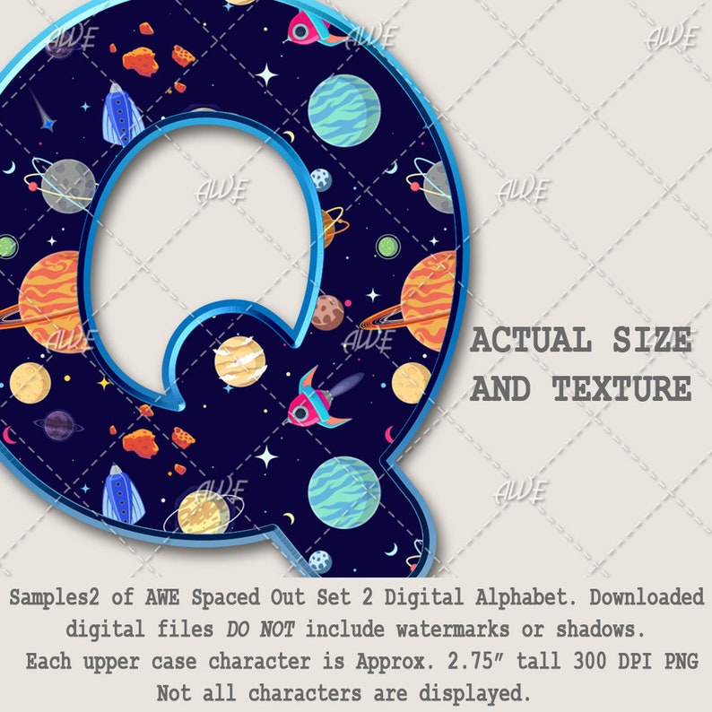 Spaced Out Set 2 Digital Alphabet by Awesomescrapper High | Etsy