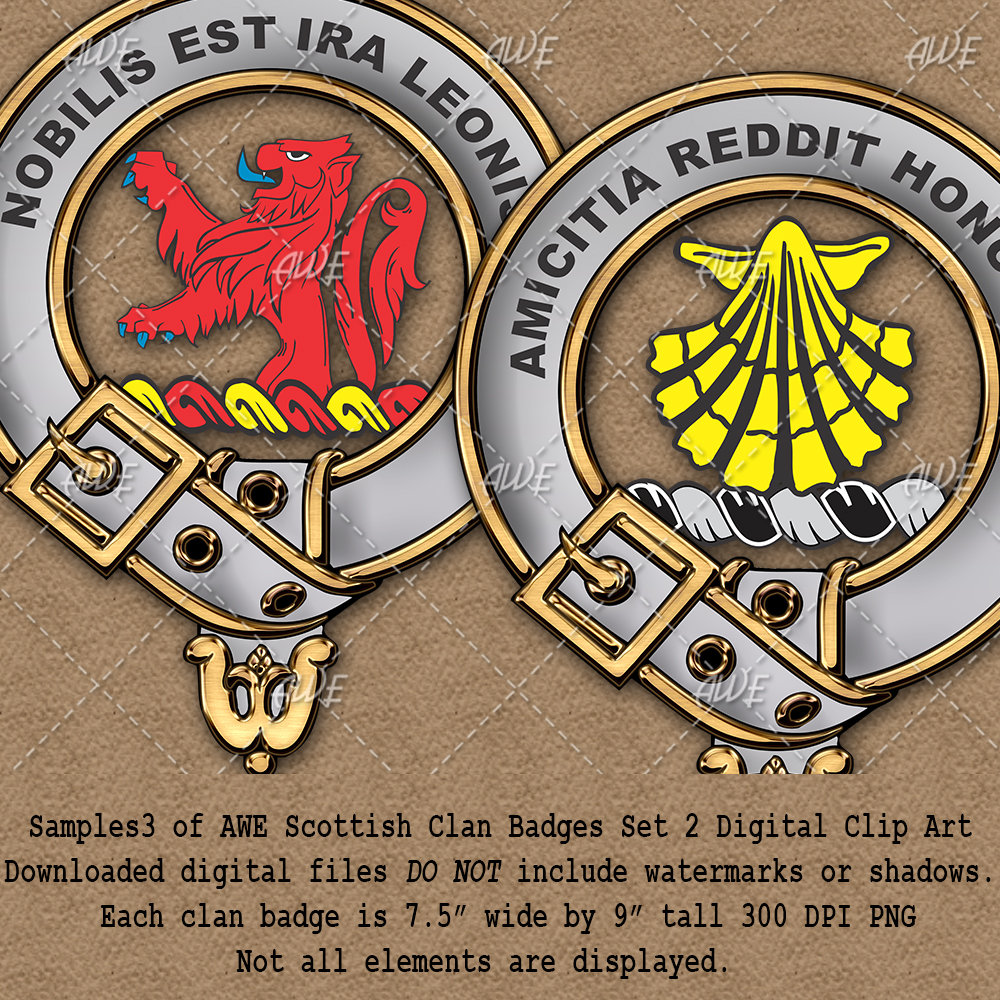 Scottish Clan Badges Set2 Digital Clip Art by AwesomeScrapper | Etsy