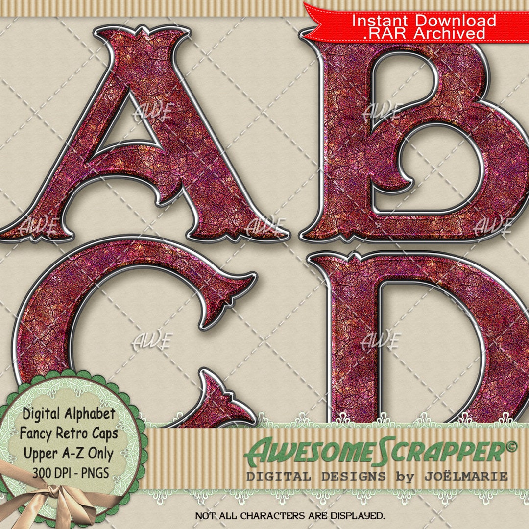 Fancy Retro Caps Digital Alphabet by Awesomescrapper - High Quality ...