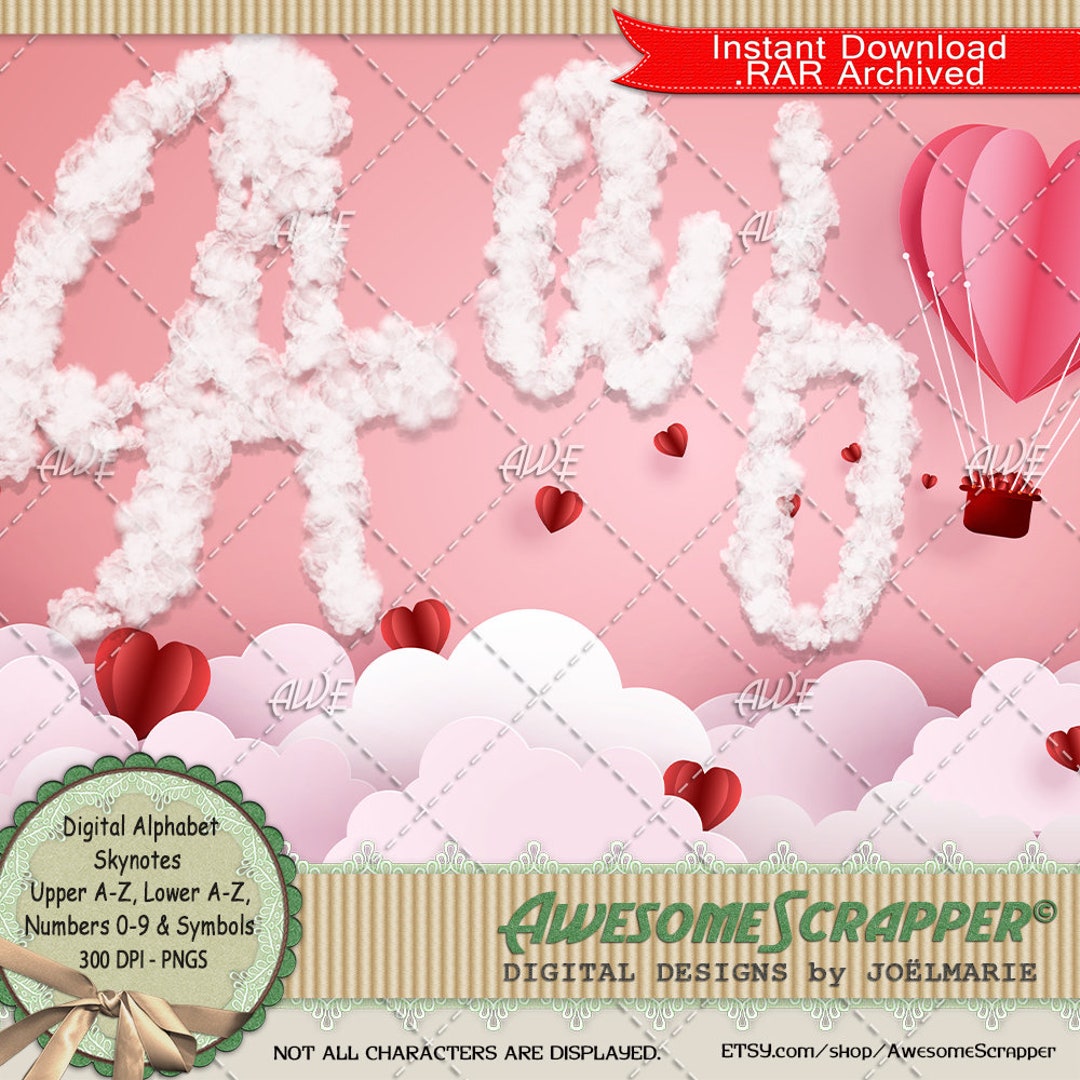 Skynotes Digital Alphabet by Awesomescrapper - High Quality, 300 DPI ...