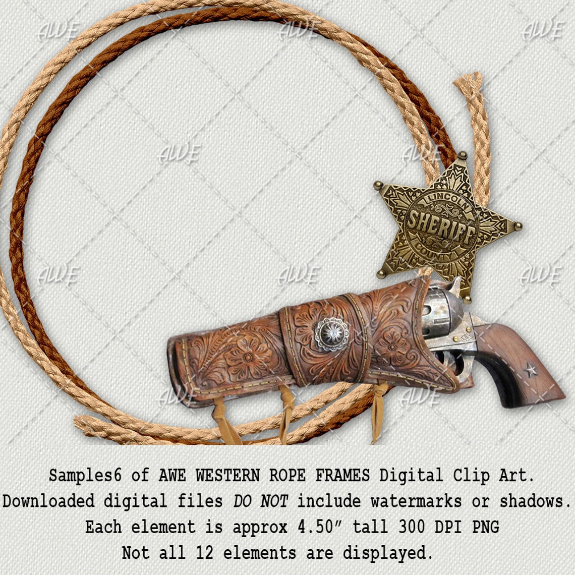 Western Rope Frames Digital Clip Art by Awesomescrapper - Set of 12 ...