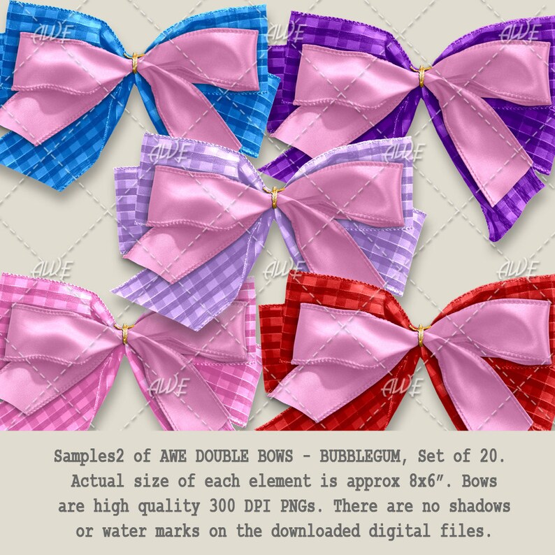 Digital Clipart Double Bows by Awesomescrapper Bubblegum | Etsy