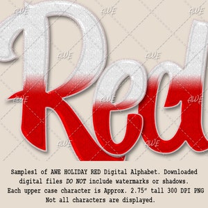 Holiday Red Digital Alphabet by Awesomescrapper High Quality, 300 DPI ...