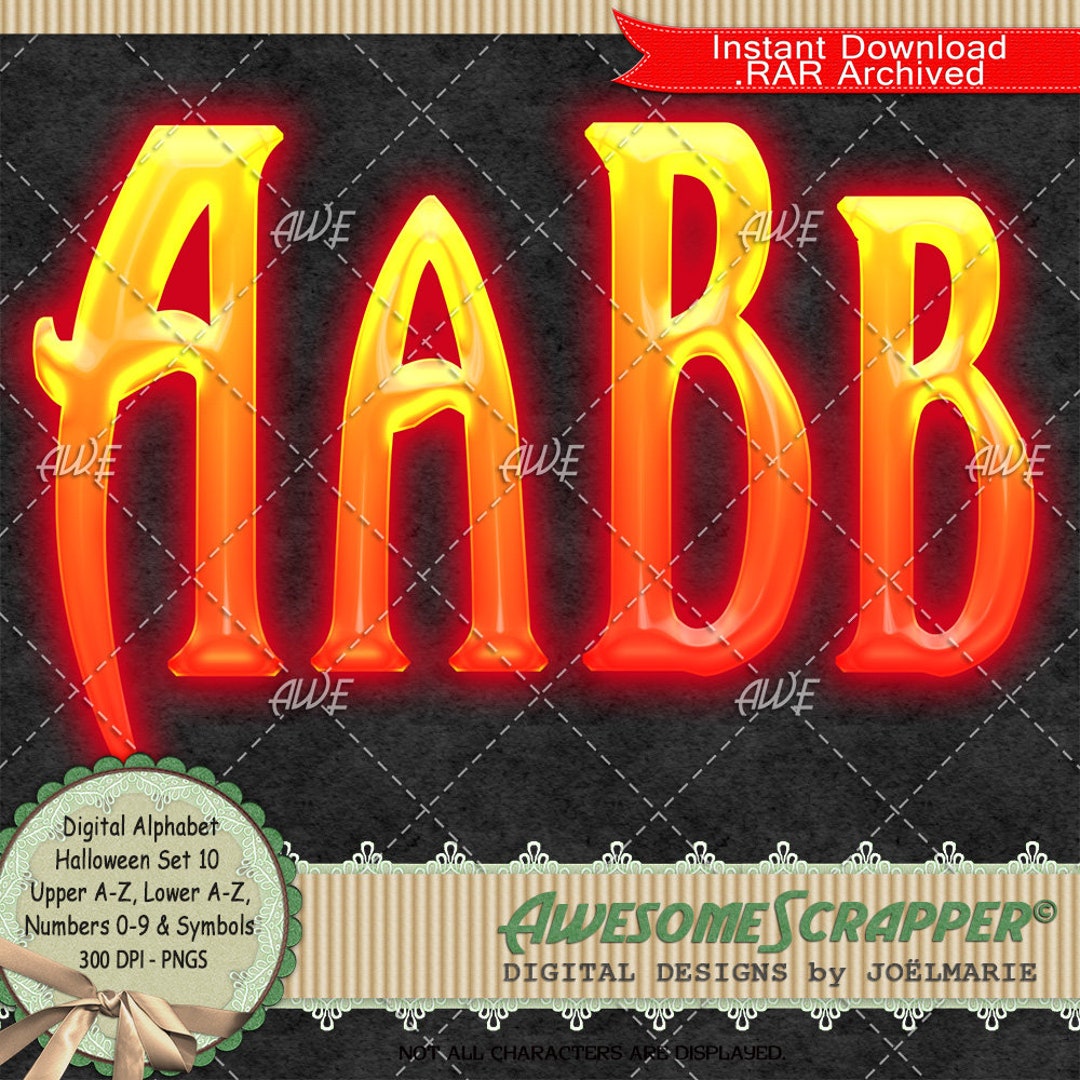 Halloween Set10 Digital Alphabet by Awesomescrapper - High Quality, 300 ...