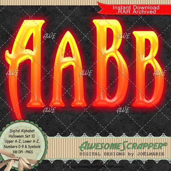 Halloween Set10 Digital Alphabet by Awesomescrapper High | Etsy