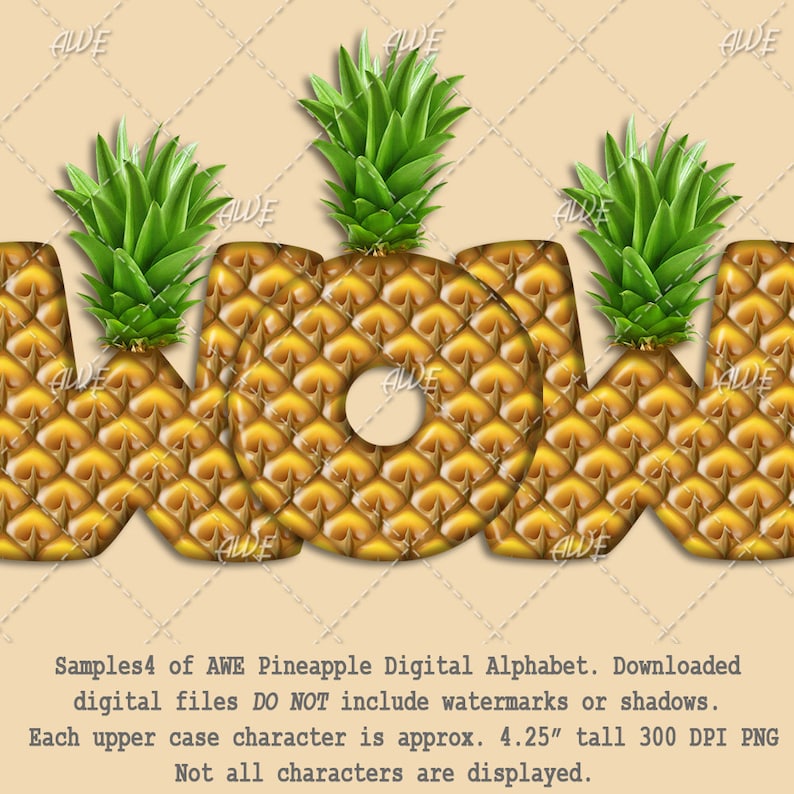 Pineapple Digital Alphabet by Awesomescrapper, High Quality 300 DPI ...