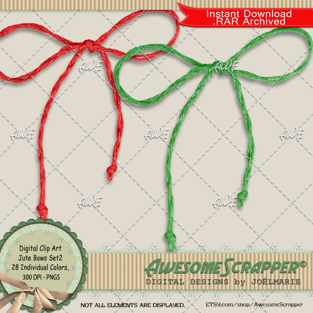 Jute Bows Set2 Digital Clip Art by Awesomescrapper High - Etsy