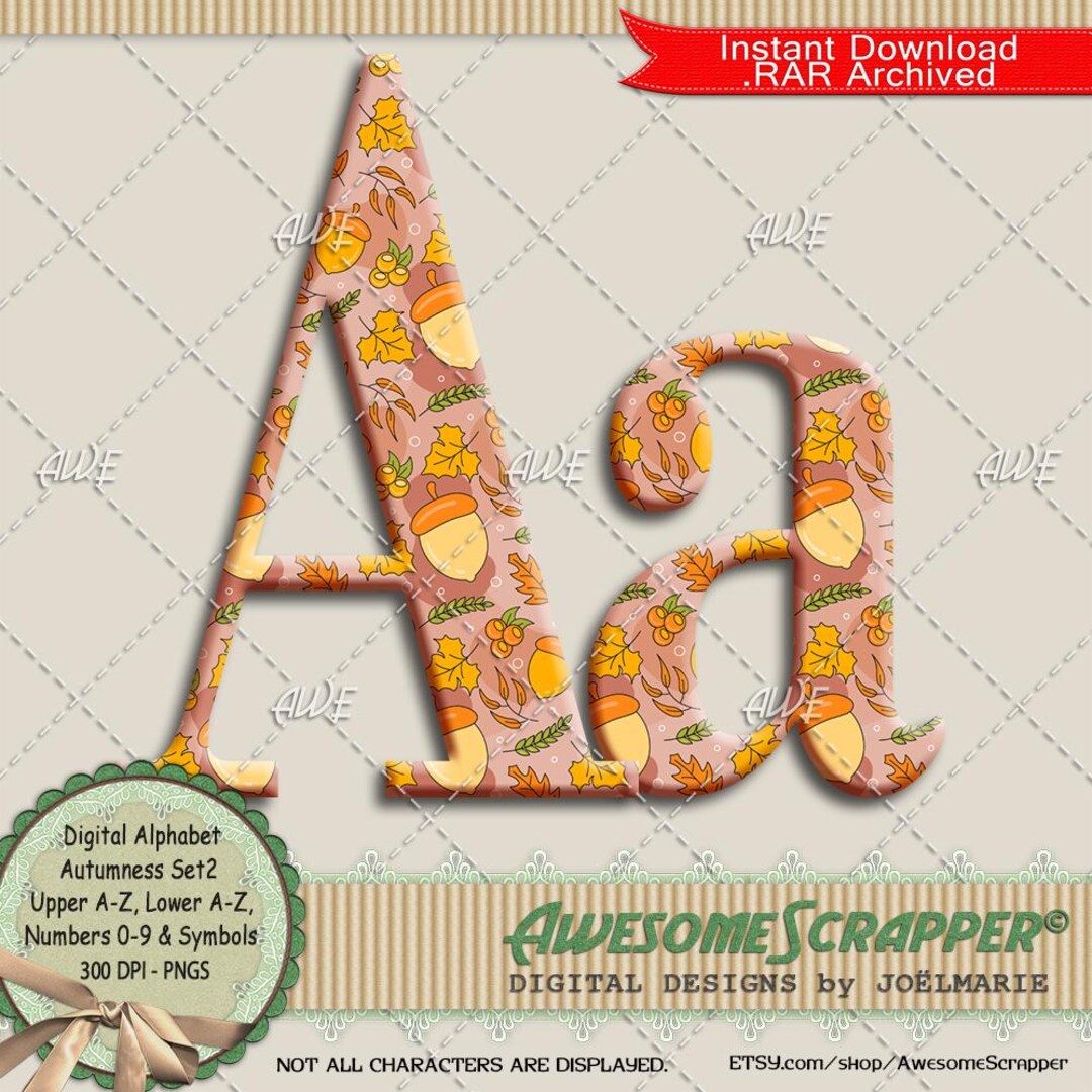 Autumness Set2 Digital Alphabet by Awesomescrapper, High Quality, 300 ...