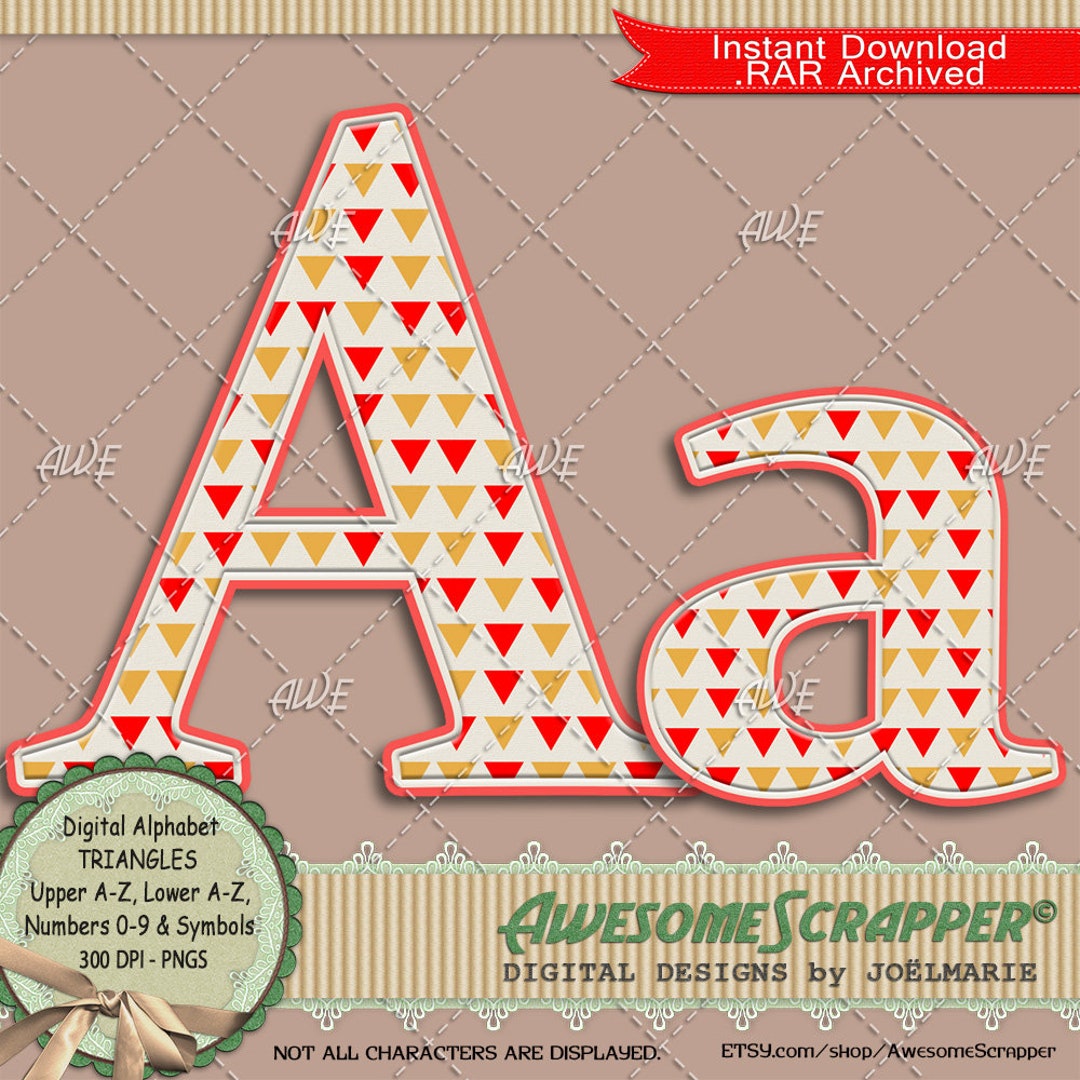 Triangles Digital Alphabet by Awesomescrapper - High Quality, 300 DPI ...