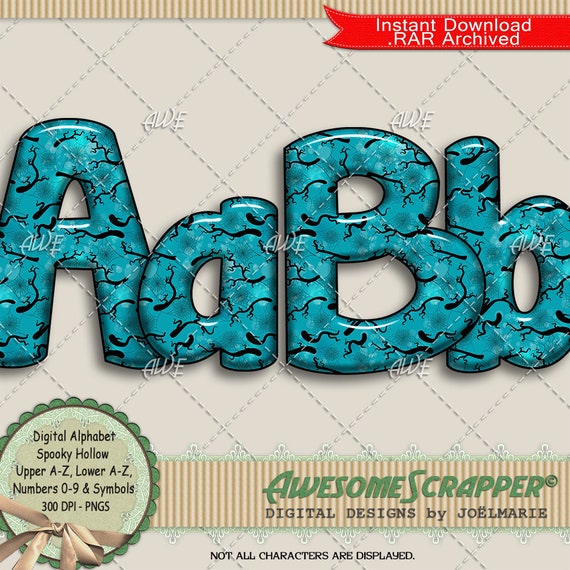 Spooky Hollow Digital Alphabet by AwesomeScrapper High | Etsy