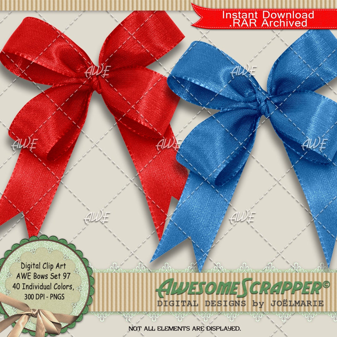 Bows Set 97 Digital Clip Art by Awesomescrapper High Quality, 300 DPI ...