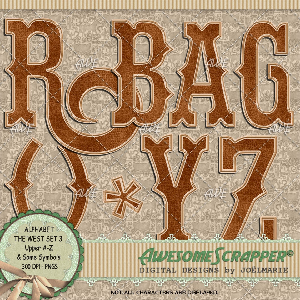 The West Set 3 Digital Alphabet, by Awesome Scrapper - Leather Texture ...