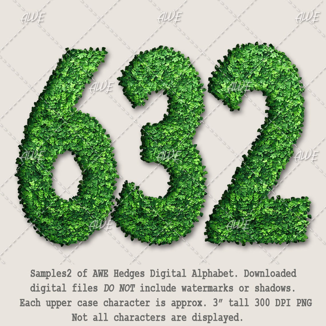 Hedges Digital Alphabet by Awesomescrapper - High Quality, 300 DPI Pngs ...