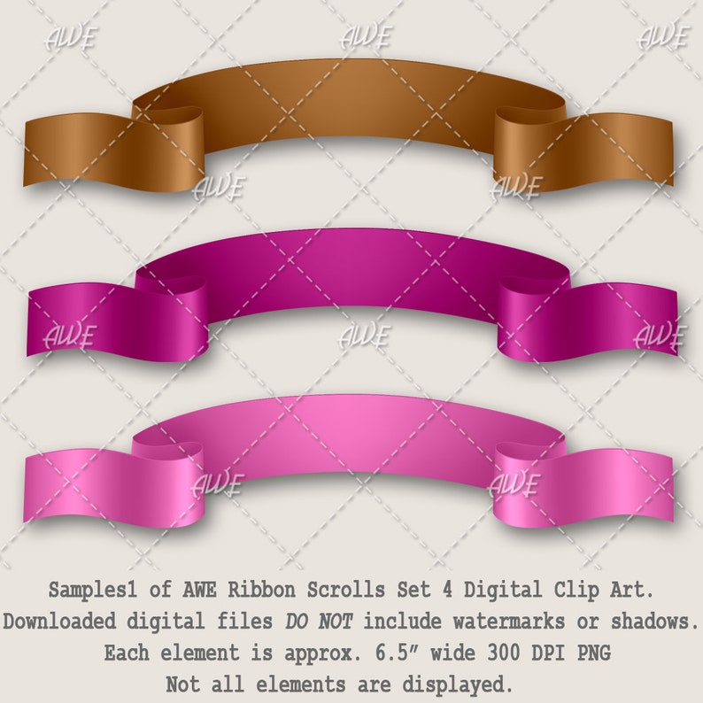Ribbon Scrolls Set 4 Digital Clip Art by AwesomeScrapper | Etsy
