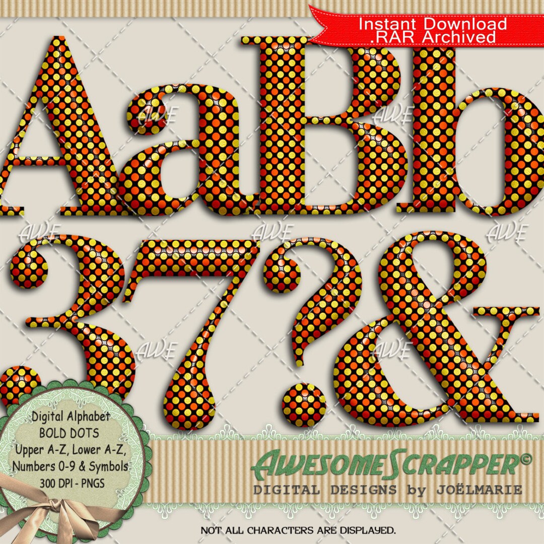 Bold Dot Digital Alphabet by Awesomescrapper High Quality - Etsy
