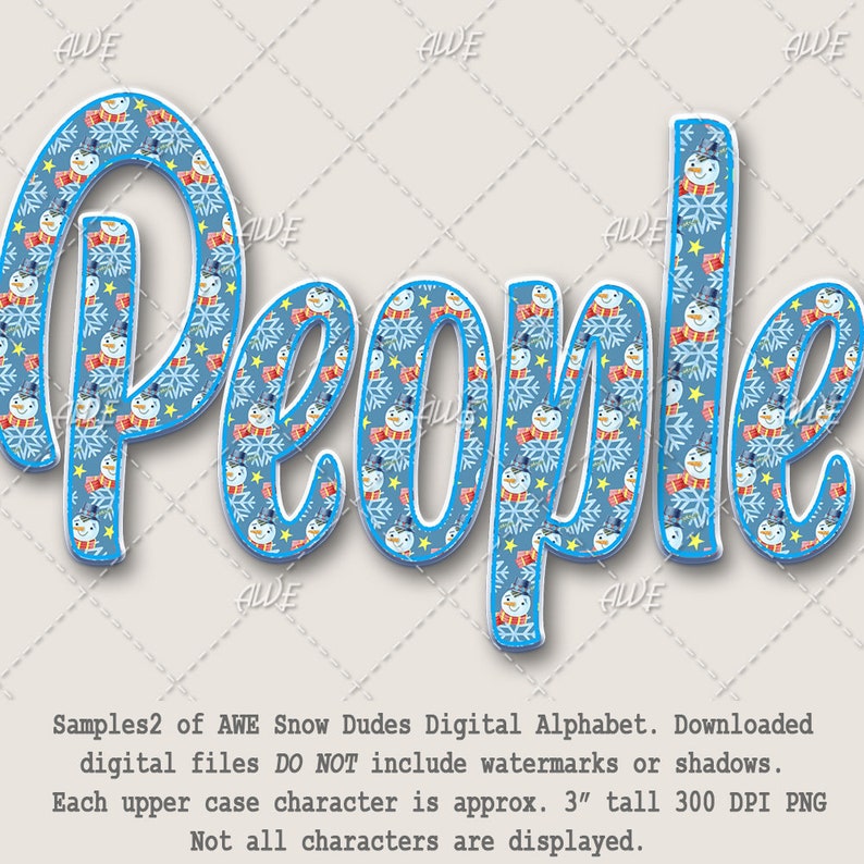 Snow Dudes Digital Alphabet by Awesomescrapper, High Quality 300 DPI ...