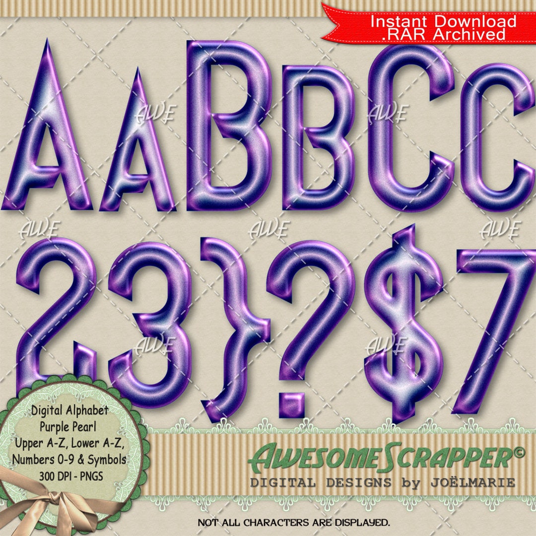 Purple Pearl Digital Alphabet by Awesomescrapper - High Quality, 300 ...