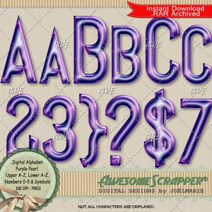 Purple Pearl Digital Alphabet by Awesomescrapper - High Quality, 300 ...