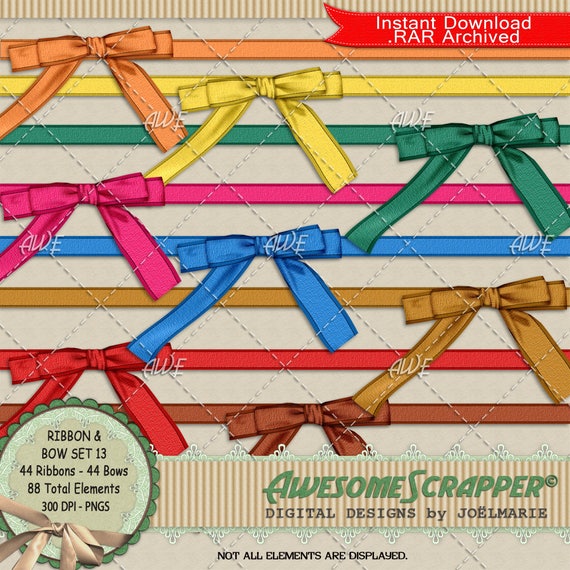Ribbon and Bow Set13 Digital Clipart by AwesomeScrapper 44 | Etsy