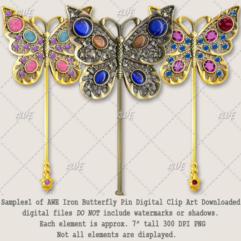 Iron Butterfly Pin Clip Art by Awesomescrapper High Quality | Etsy