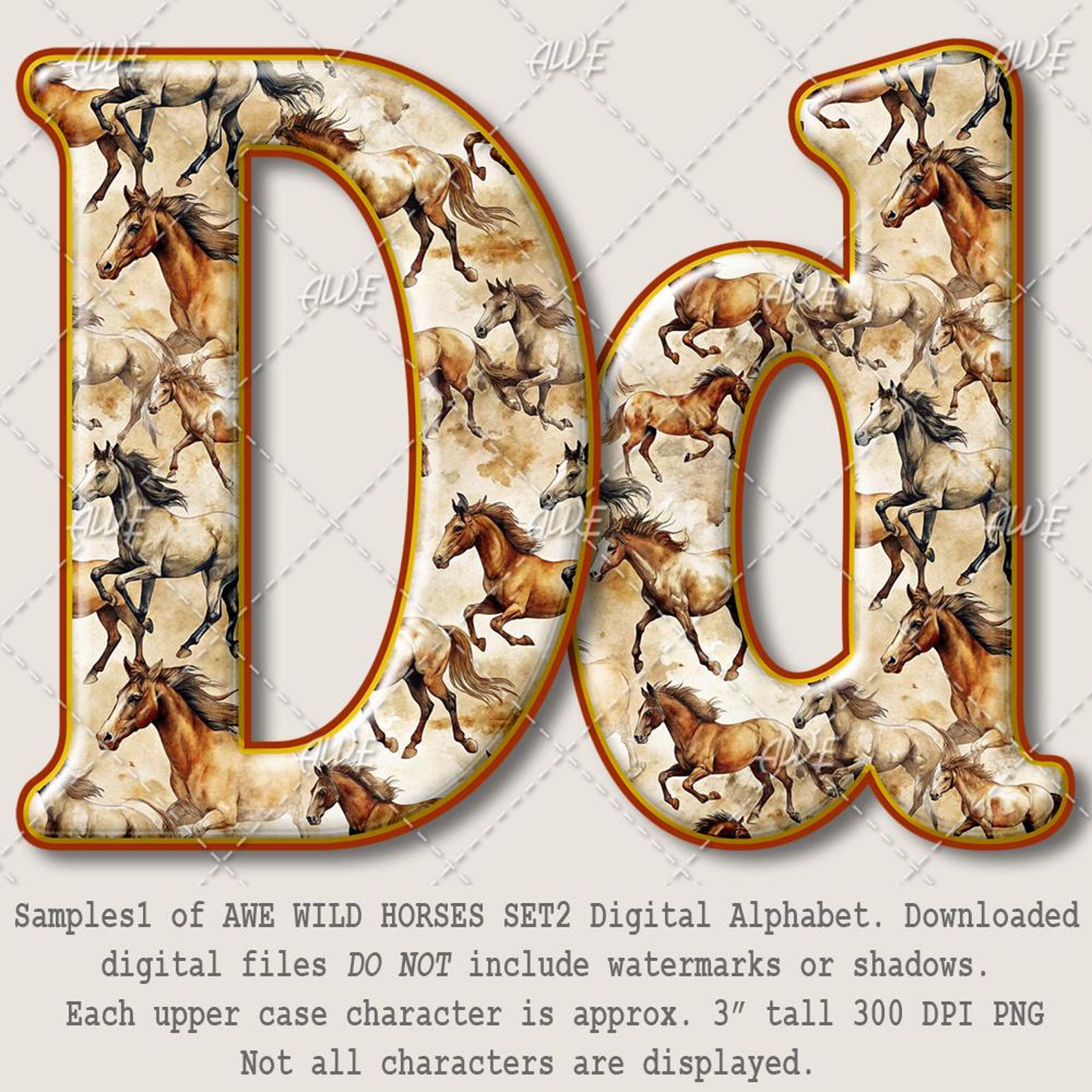 Wild Horses Set 2 Digital Alphabet by Awesomescrapper, High Quality 300 ...
