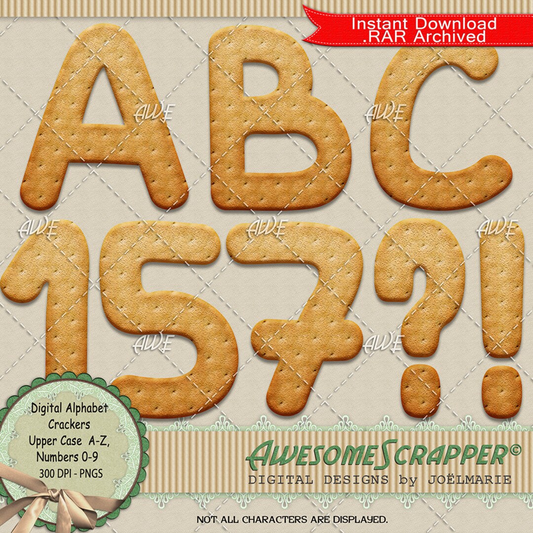 Crackers Digital Alphabet by Awesomescrapper - High Quality, 300 DPI ...