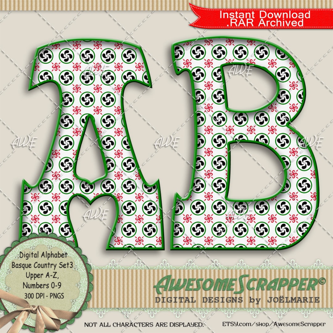 Basque Country Set3 Digital Alphabet by Awesomescrapper - High Quality ...