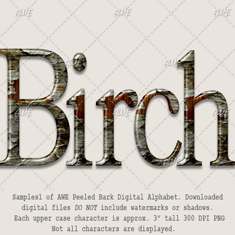 Peeled Bark Digital Alphabet by Awesomescrapper, High Quality 300 DPI ...