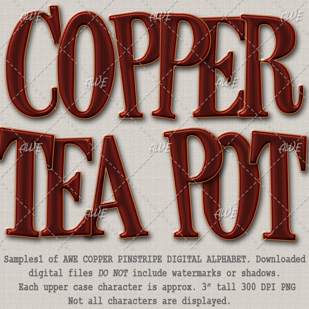 Copper Pinstripe Digital Alphabet by Awesomescrapper High - Etsy