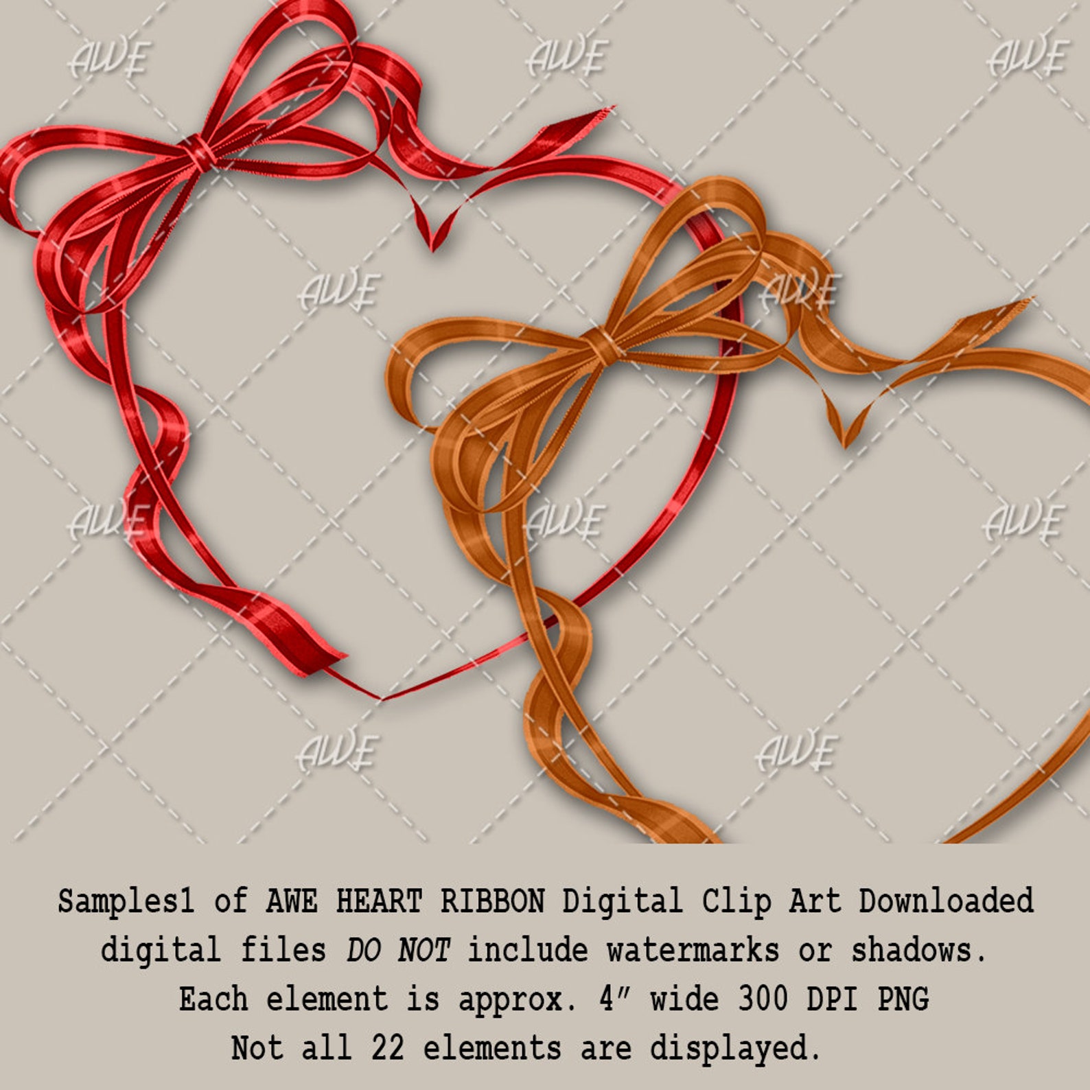Heart Ribbons Digital Clip Art by Awesomescrapper High - Etsy