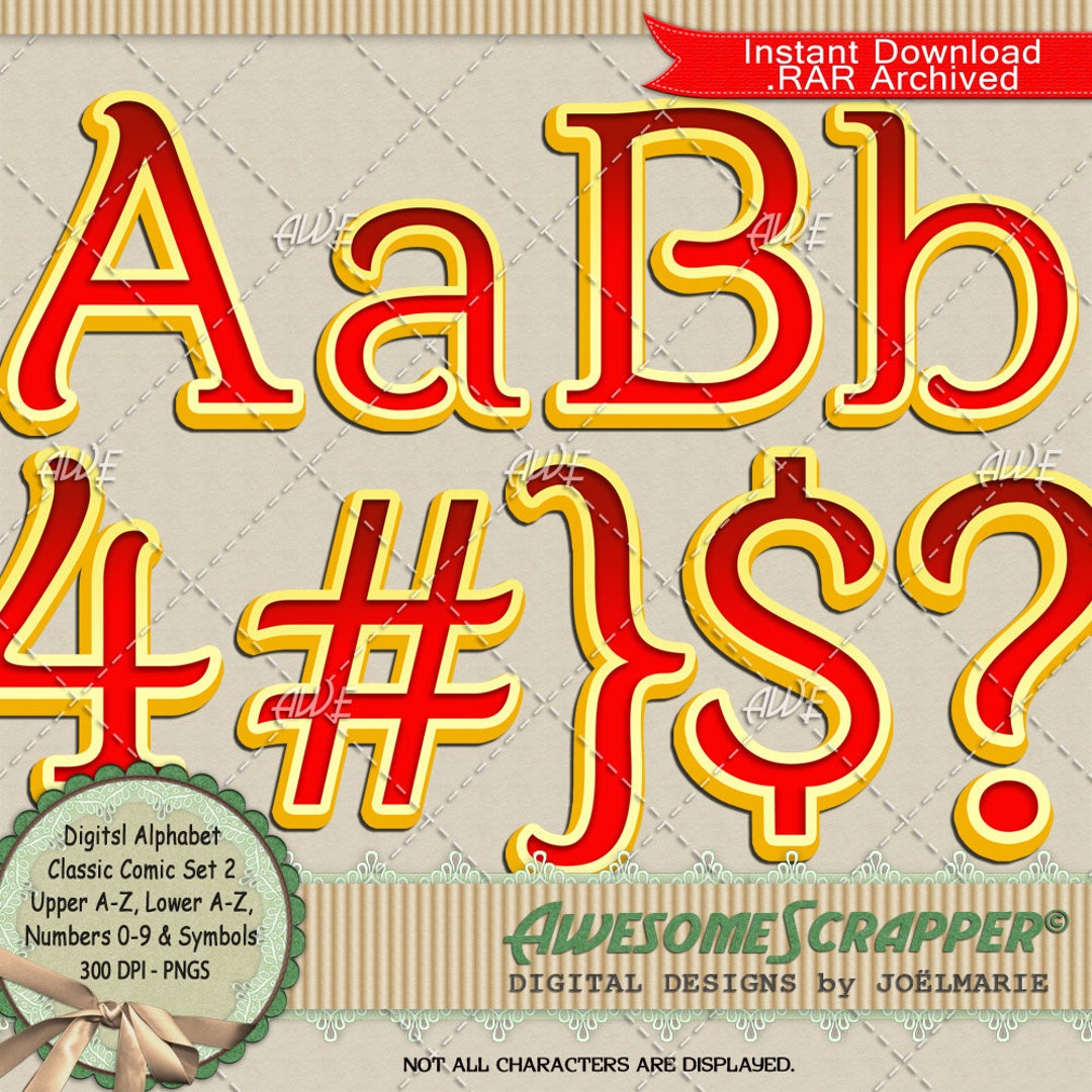 Classic Comic Set 2 Digital Alphabet by Awesomescrapper - High Quality ...