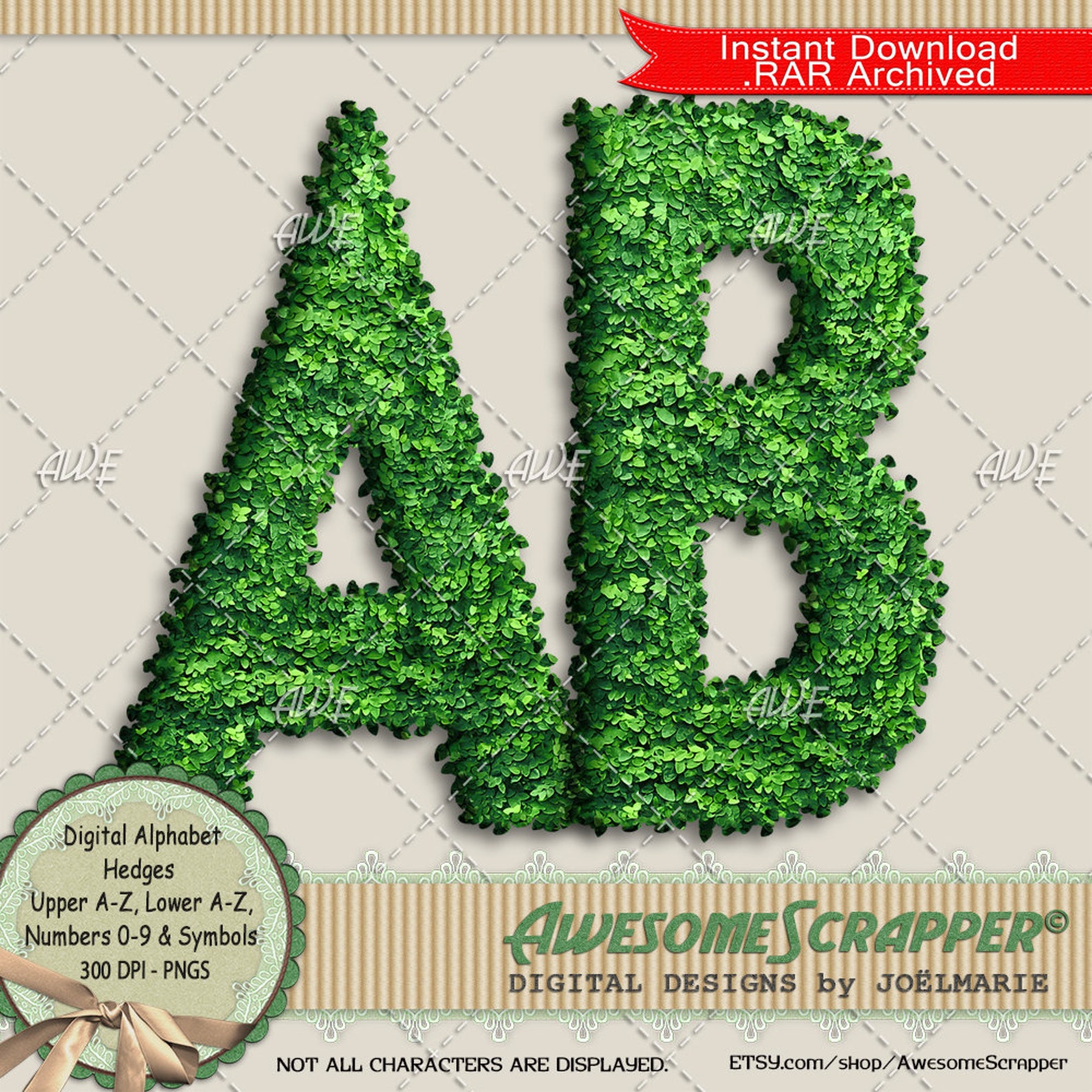 Hedges Digital Alphabet by Awesomescrapper - High Quality, 300 DPI Pngs ...