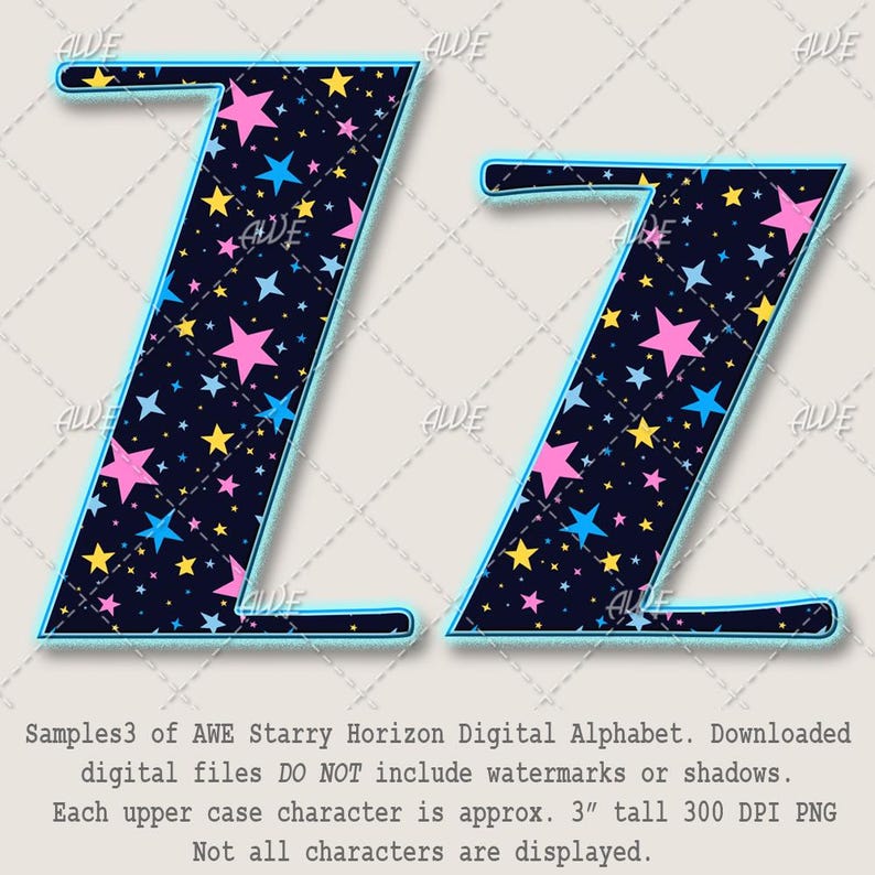 Starry Horizon Digital Alphabet by Awesomescrapper, High Quality 300 ...