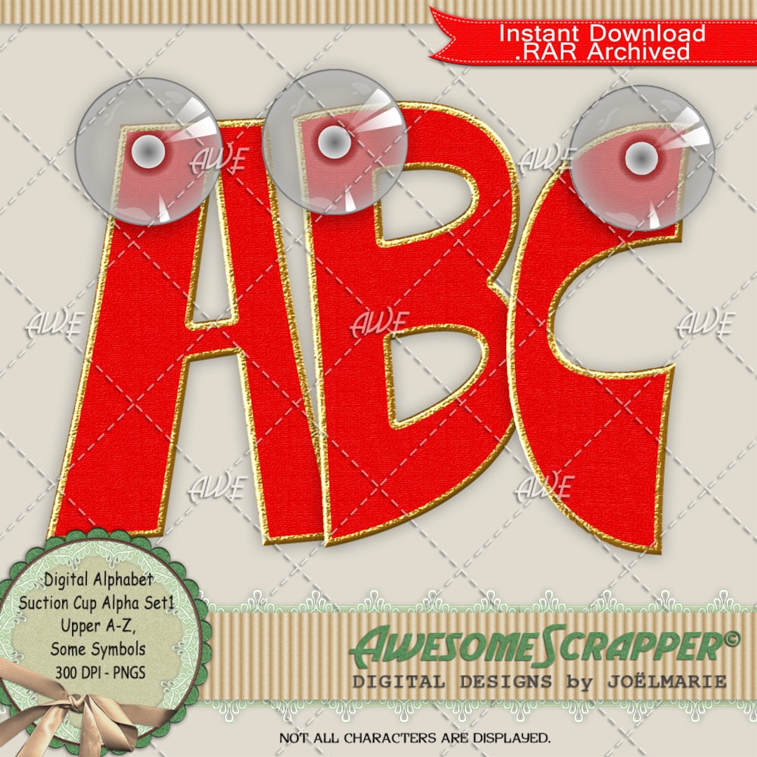 Suction Cup Digital Alphabet by Awesomescrapper - High Quality, 300 DPI ...