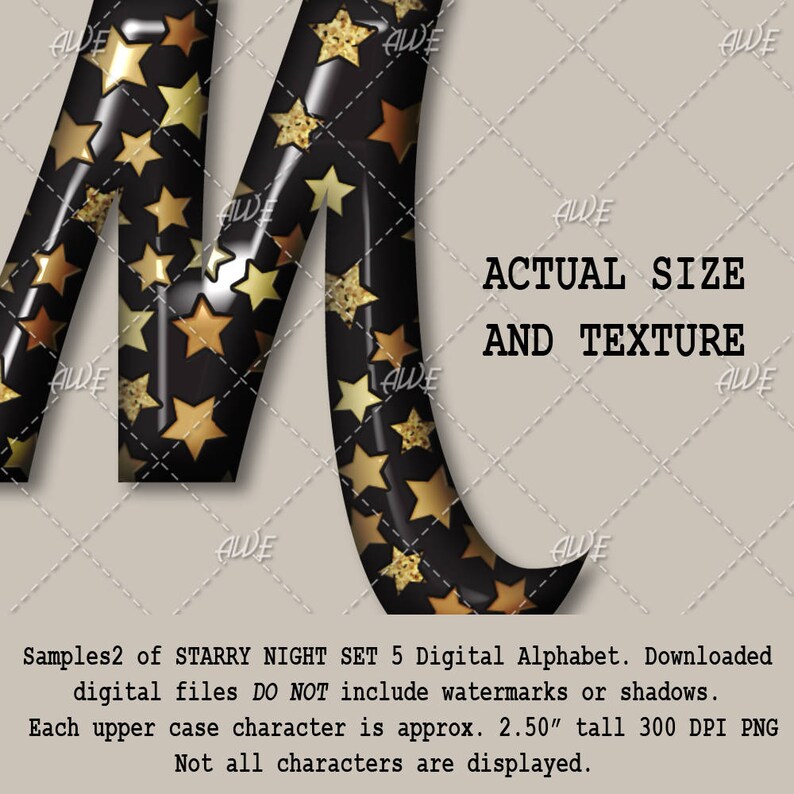 Starry Night Set 5 Digital Alphabet by Awesomescrapper High | Etsy