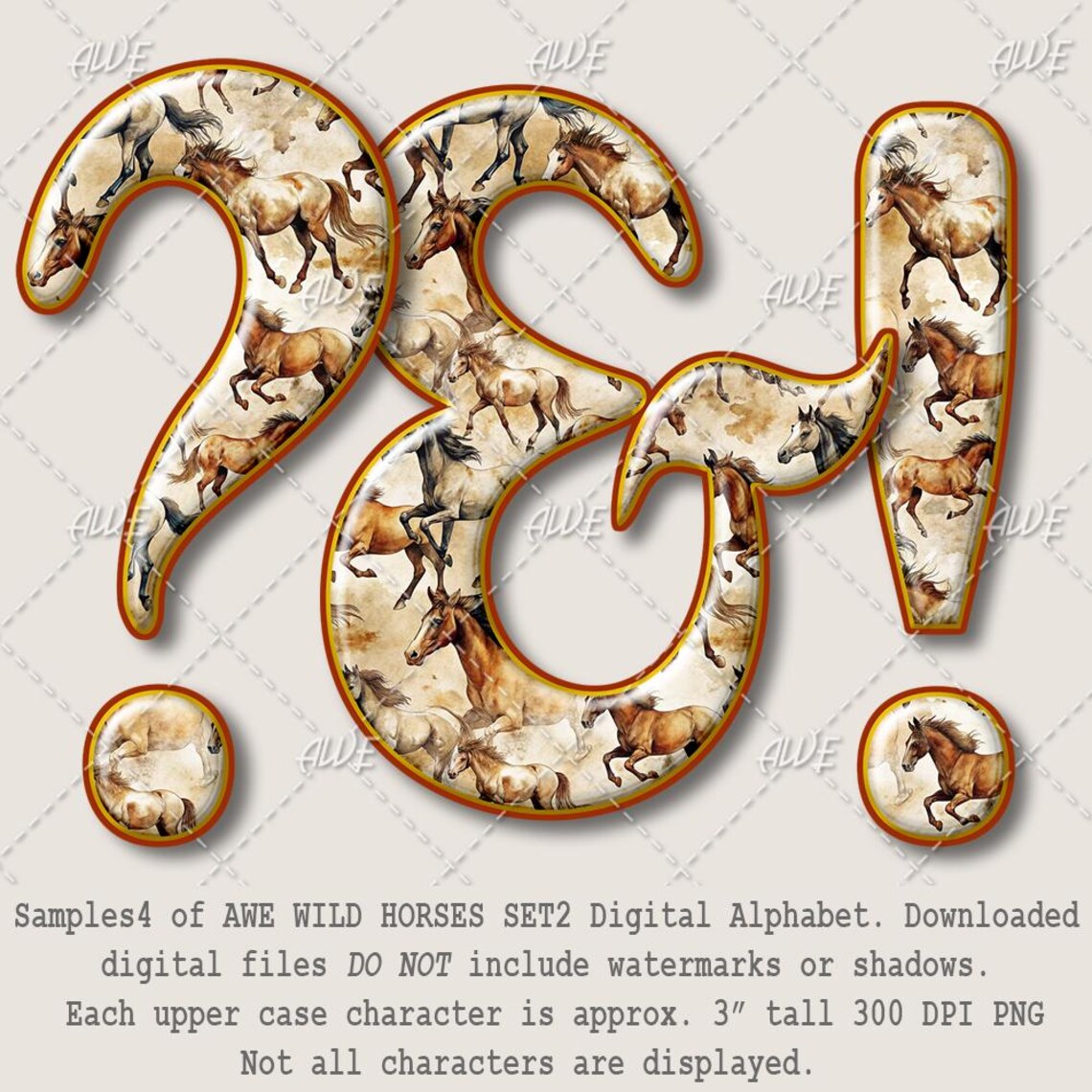Wild Horses Set 2 Digital Alphabet by Awesomescrapper, High Quality 300 ...