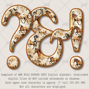 Wild Horses Set 2 Digital Alphabet by Awesomescrapper, High Quality 300 ...