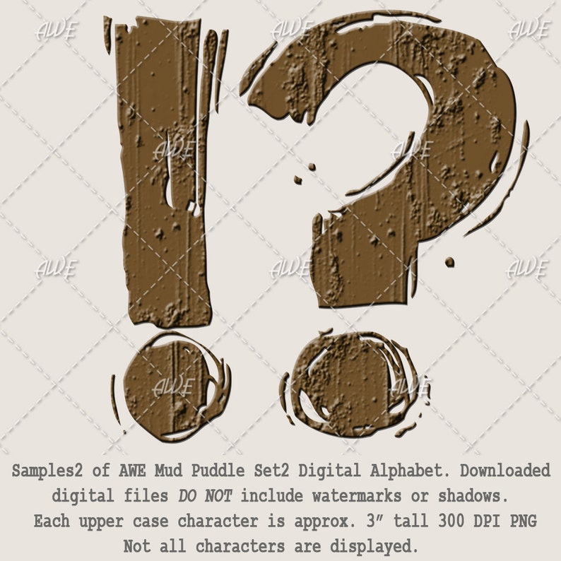 Mud Puddle Set2 Digital Alphabet by Awesomescrapper - High Quality, 300 ...