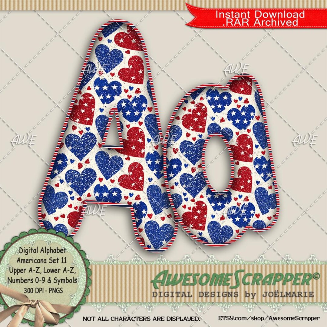Americana Set11 Digital Alphabet by Awesomescrapper - 300 DPI Pngs ...
