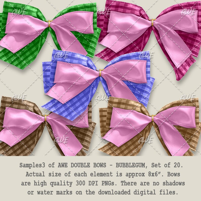 Digital Clipart Double Bows by Awesomescrapper Bubblegum | Etsy